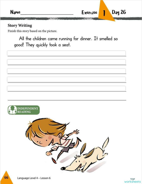 Lesson 6: Story Writing Pg 66 Ex1. Interactive worksheet | TopWorksheets