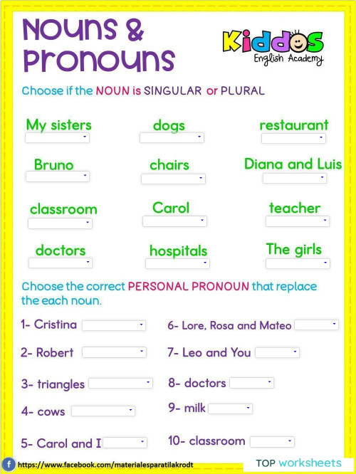 Nouns and Pronouns. Interactive worksheet | TopWorksheets