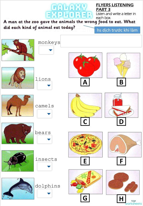 Listening practice 3.13. Interactive worksheet | TopWorksheets
