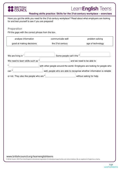 Reading skills practice: Skills for the 21st-century workplace ...