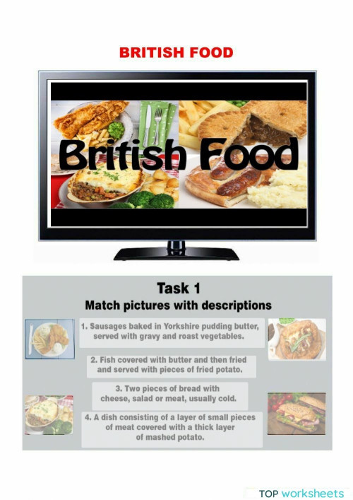 British food. Interactive worksheet | TopWorksheets