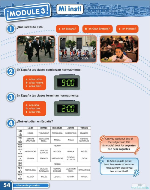 Module 3 Mi insti 54. Ficha interactiva | TopWorksheets