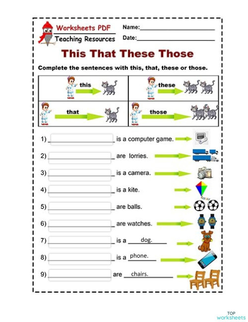 This That These Those. Interactive worksheet | TopWorksheets