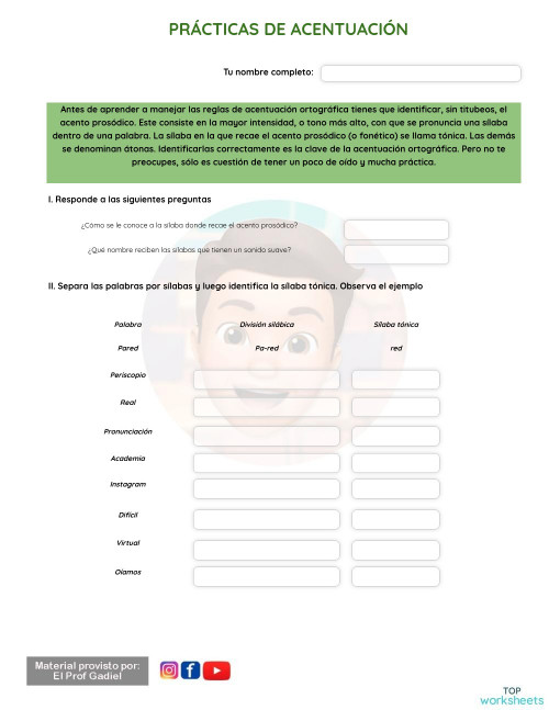 Fichas interactivas y ejercicios online en México | TopWorksheets
