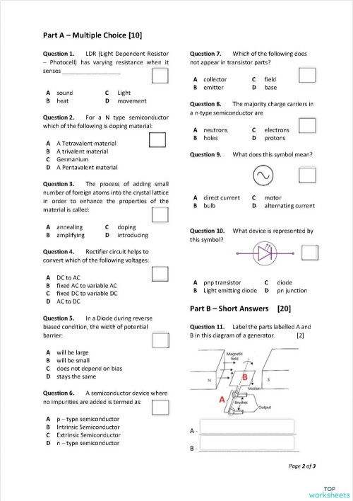 Electronics quiz2. Interactive worksheet | TopWorksheets