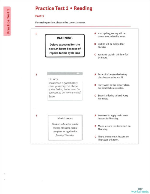 B1 - Exam Trainer - Test 1 - Reading. Interactive worksheet | TopWorksheets