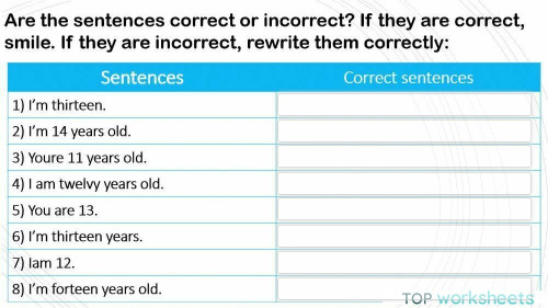 Age - Corrections. Interactive worksheet | TopWorksheets