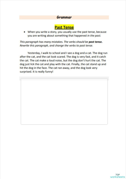 Jr.5 - writing - past - story. Interactive worksheet | TopWorksheets