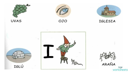 Une el dibujo con la letra i. Ficha interactiva | TopWorksheets