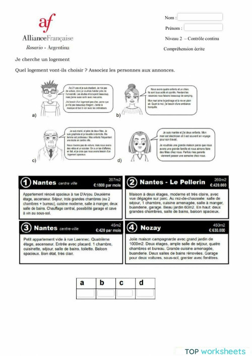 Compréhension écrite. Fiche interactive | TopWorksheets