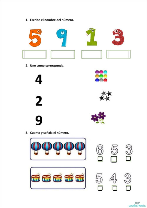 Cuenta los números, ficha para imprimir | TopWorksheets