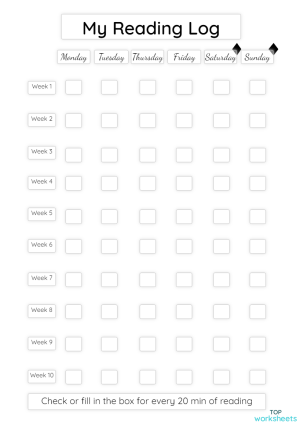 My Reading Log. Interactive worksheet | TopWorksheets