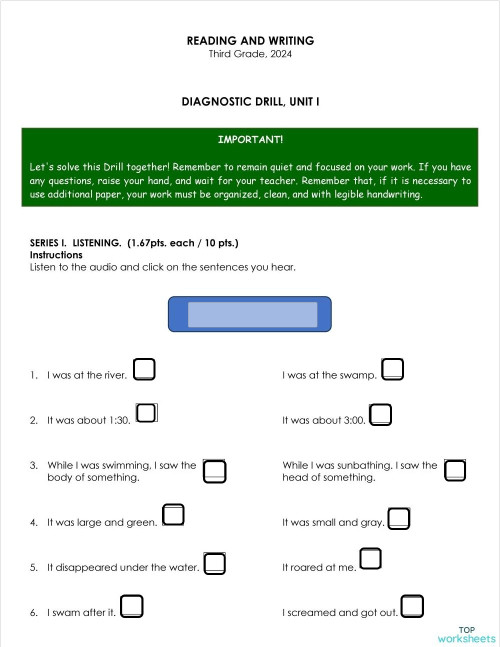 THIRD GRADE: Reading and Writing. Interactive worksheet | TopWorksheets