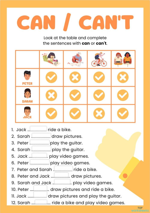 could / couldn't. Interactive worksheet | TopWorksheets