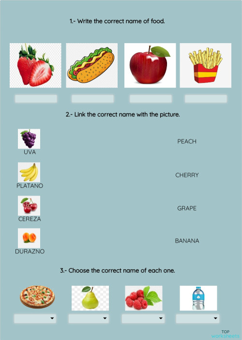 Ficha de las frutas. Interactive worksheet | TopWorksheets