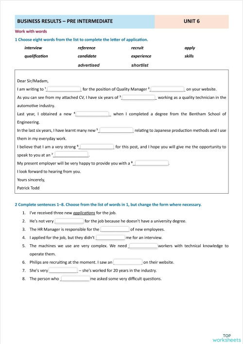 Business English: interactive worksheets and online exercises ...