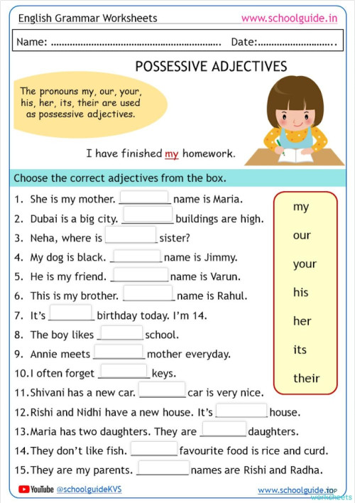 Possessive adjective by Neo Cursos. Interactive worksheet | TopWorksheets