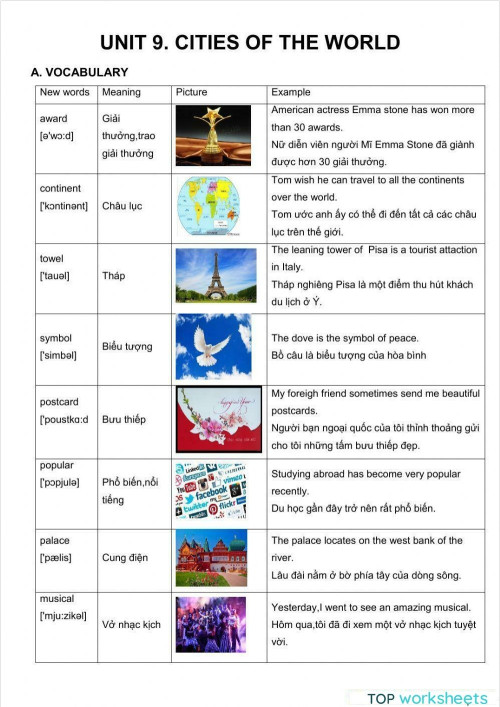 Unit 9. Interactive worksheet | TopWorksheets