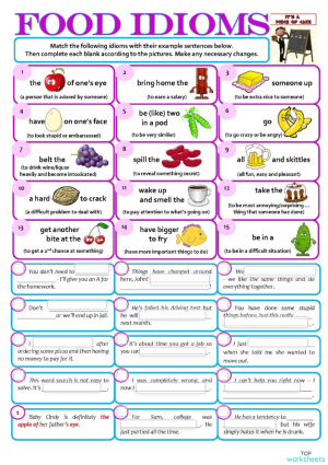 (B1) Food Idioms. Interactive worksheet | TopWorksheets