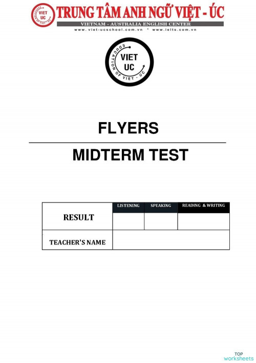 MIDTERM TEST- FLYER TEST. Interactive worksheet | TopWorksheets