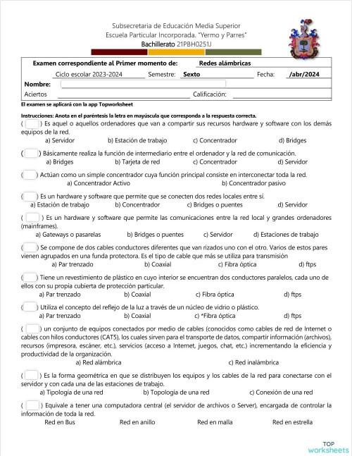 3º Bachillerato: fichas interactivas y ejercicios online | TopWorksheets