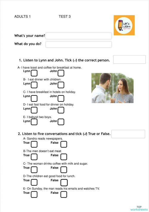 A1 test 3 file 5,6. Interactive worksheet | TopWorksheets