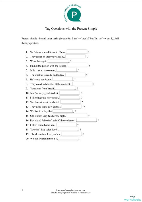 Tag.questionspresent. Interactive worksheet | TopWorksheets