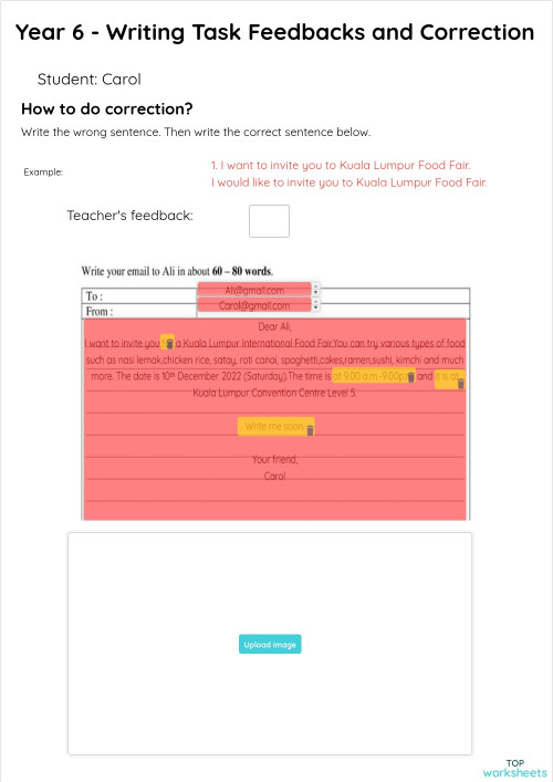 Year 6 - Writing Assessment- Feedback. Interactive worksheet ...