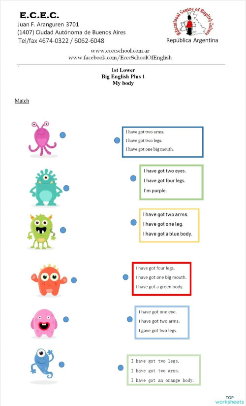 Body colors. Interactive worksheet | TopWorksheets
