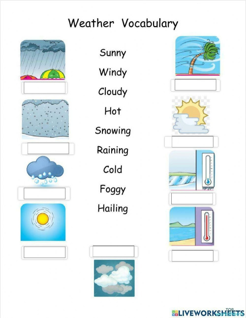 Writing Weather Vocabulary. Ficha interactiva | TopWorksheets