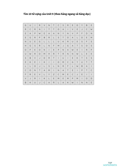 G10 U9 Word Puzzle. Interactive worksheet | TopWorksheets