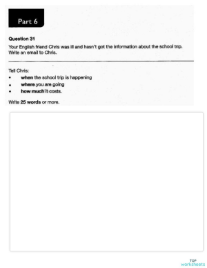 MARK MAX KET for school - WRITING. Bài tập tương tác | TopWorksheets