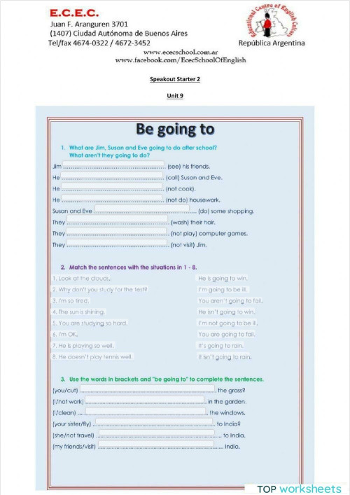 Going to (1). Interactive worksheet | TopWorksheets