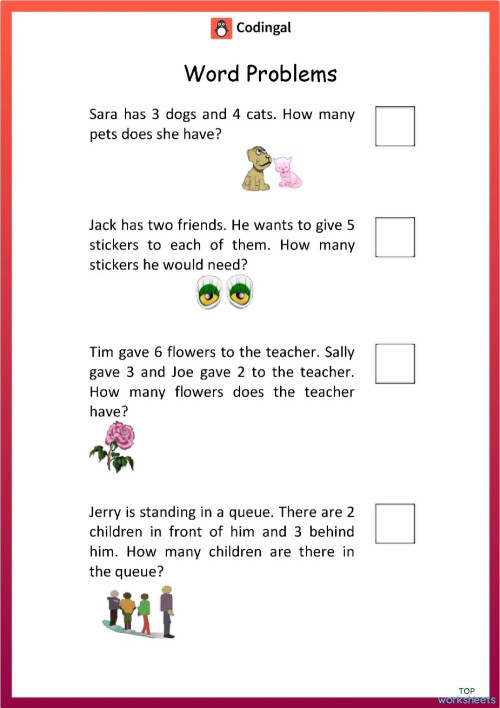 M_G01M07L25_WA02_Word_Problems_for_Addition_4. Interactive worksheet | TopWorksheets