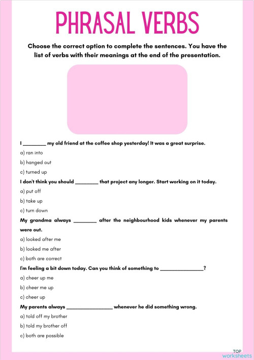 phrasal verbs 1. Interactive worksheet | TopWorksheets