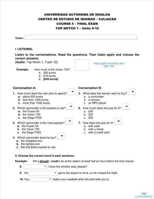 3rd Grade Unit 3 Exam. Ficha interactiva | TopWorksheets