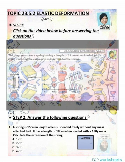Elastic deformation. Interactive worksheet | TopWorksheets