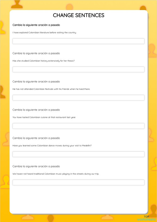 CHANGE SENTENCES. Interactive worksheet | TopWorksheets CHANGE SENTENCES. Interactive worksheet | TopWorksheets