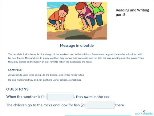 Message in a bottle p-5. Interactive worksheet | TopWorksheets