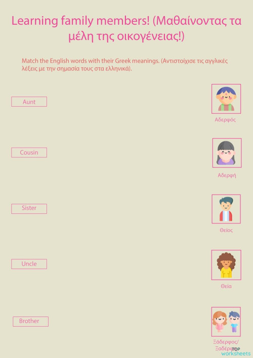 Learning family members (Part 2). Interactive worksheet | TopWorksheets