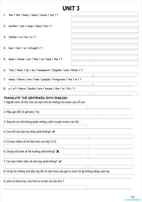 GRADE B - UNIT 3 - REVIEW 3. Interactive worksheet | TopWorksheets