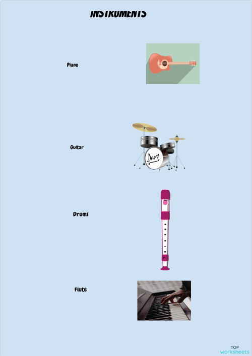 Instruments. Interactive worksheet | TopWorksheets