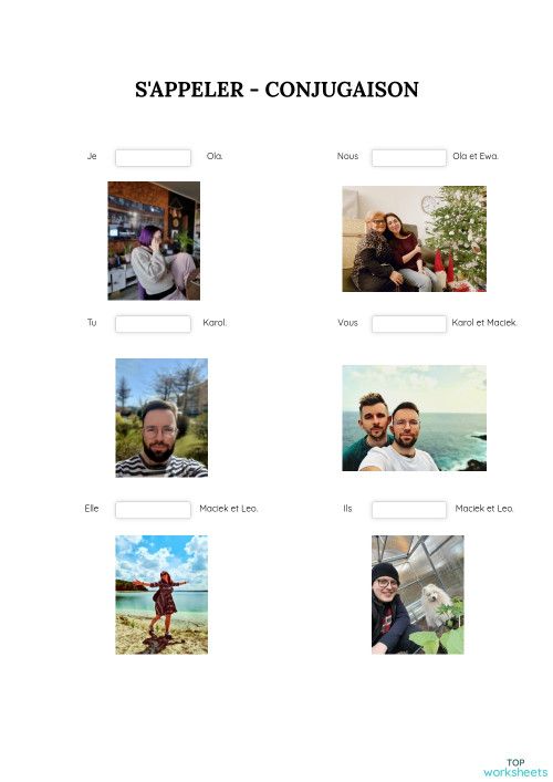 S'APPELER - CONJUGAISON. Fiche interactive | TopWorksheets