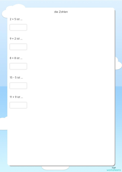 die Zahlen. Interaktives Arbeitsblatt | TopWorksheets