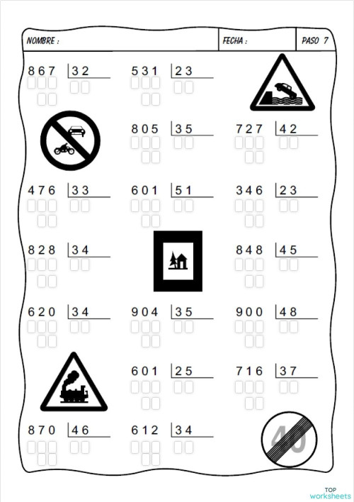 Juego con divisiones 4. Ficha interactiva | TopWorksheets
