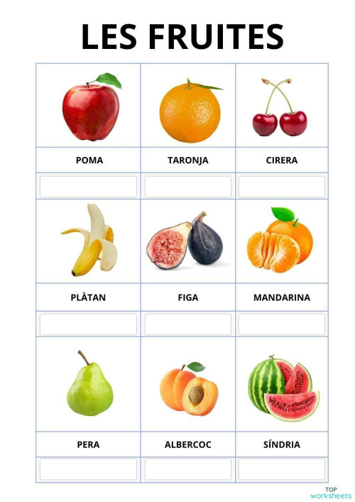 LES FRUITES. Fitxa interactiva | TopWorksheets