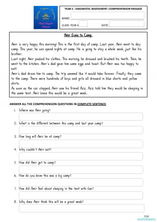 Year_4_LSP_Diagnostic Test. Interactive worksheet | TopWorksheets