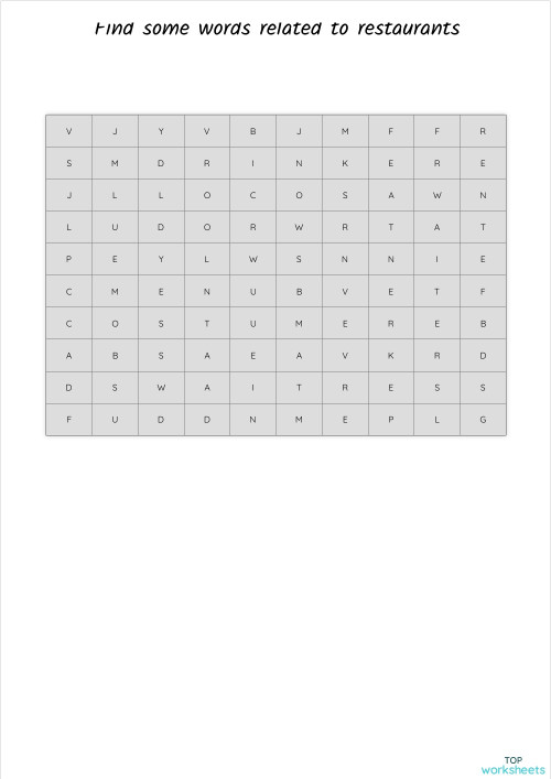 restaurant esl. Ficha interactiva | TopWorksheets