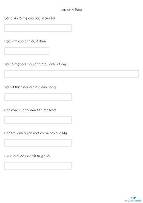 Lesson 4 Tutor. Interactive worksheet | TopWorksheets