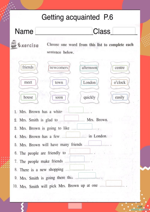 Getting acquainted P.6. Interactive worksheet | TopWorksheets